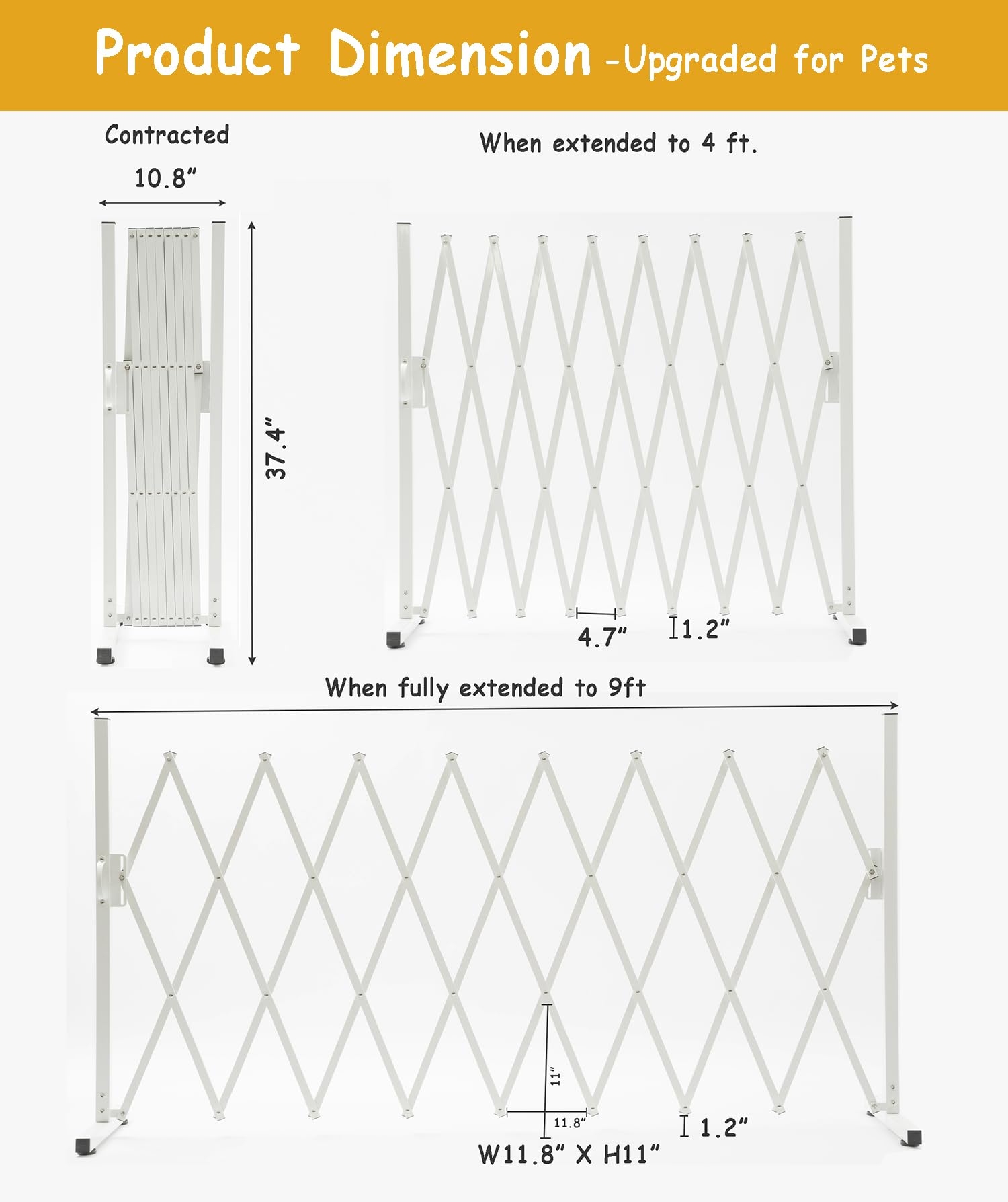 Snapklik.com : Metal Expandable Dog Gate, 9Feet, Versatile Accordion ...