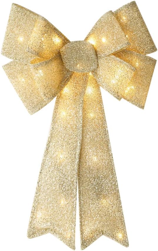 Amazon.com: GOOUIE Christmas Tree Topper Bow, 12"x24" Large Gold with ...