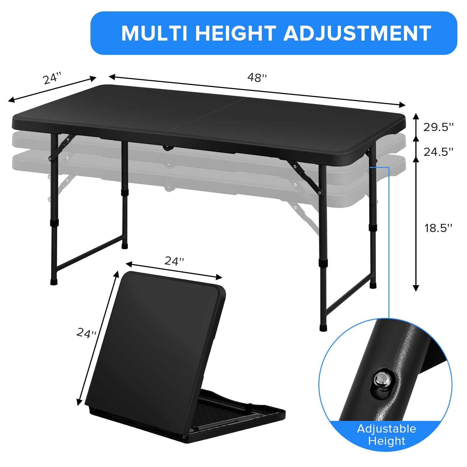 Snapklik.com : Small Folding Tables 4 Foot, Portable Plastic Fold-in ...