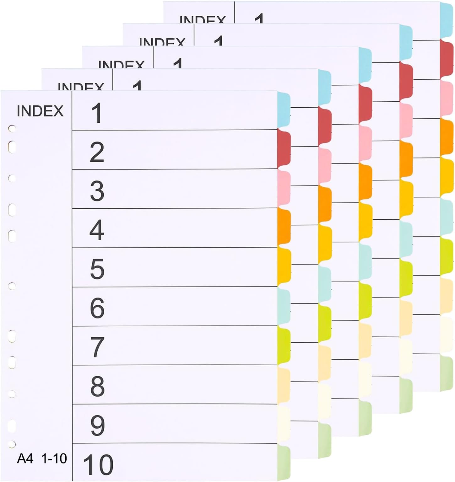 Flow fire 1-10 Part Paper File Dividers A4, 5 Pack A4 Paper Folder ...