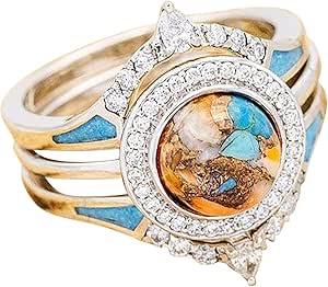 Amazon.com: 3Pcs Women Round Rings Set Inlaid Zircon Engagement Ring ...