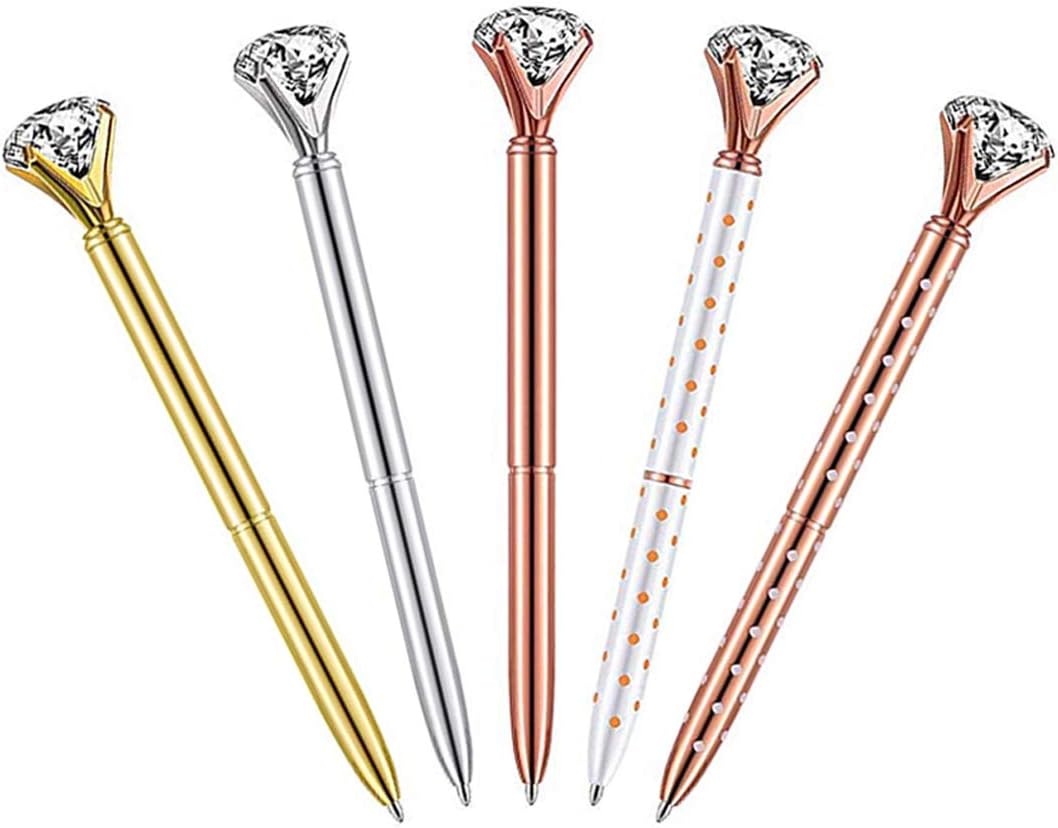 Amazon.com : 5PCS Big Crystal Diamond Ballpoint Pen Bling Metal ...