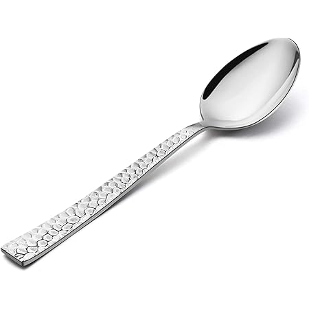 Amazon.com: E-far Stainless Steel Teaspoons Set of 12, Modern Hammered ...