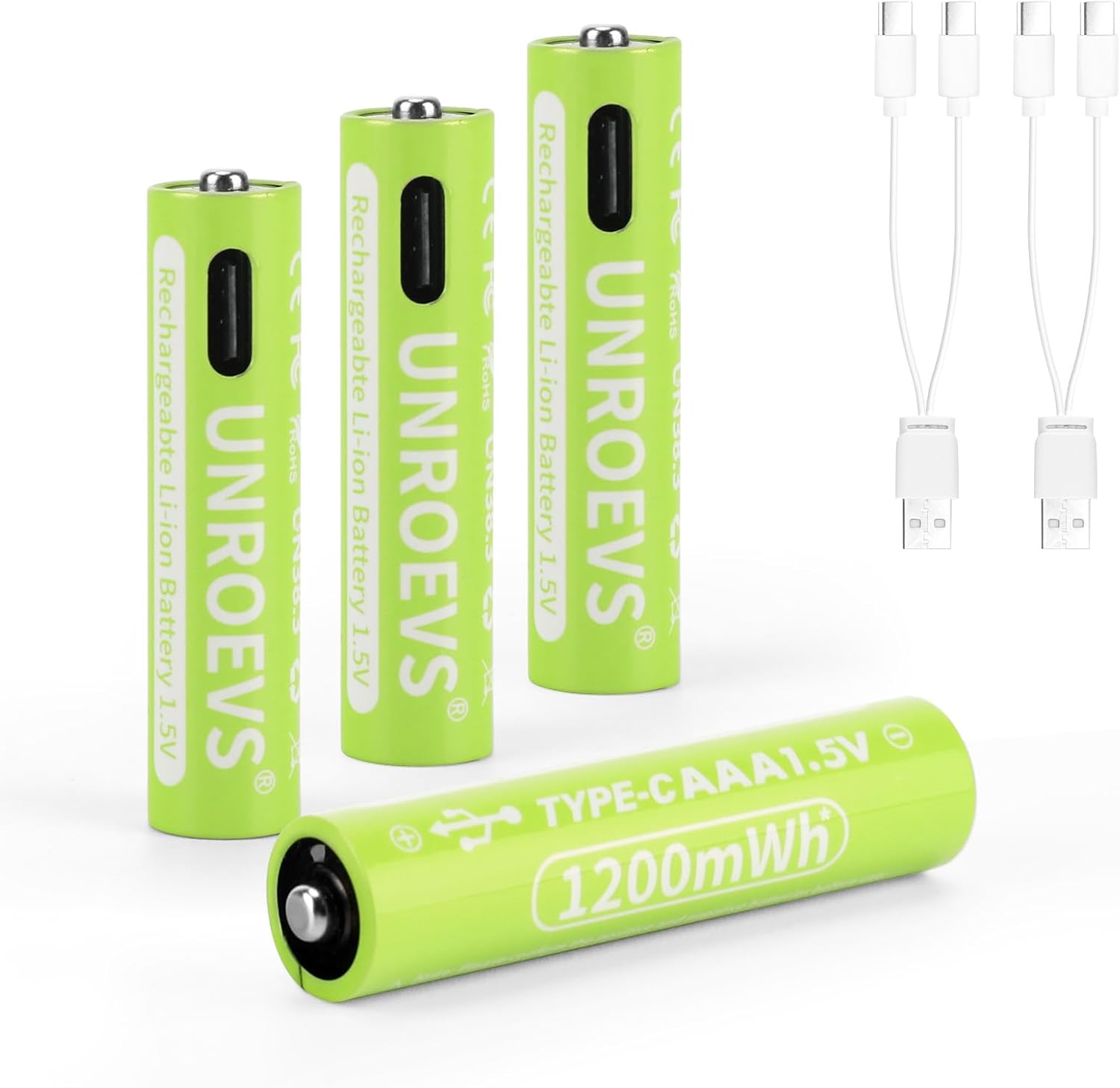Amazon.com: UNROEVS AAA USB-C Rechargeable Batteries,1.5V 1200 mWh ...