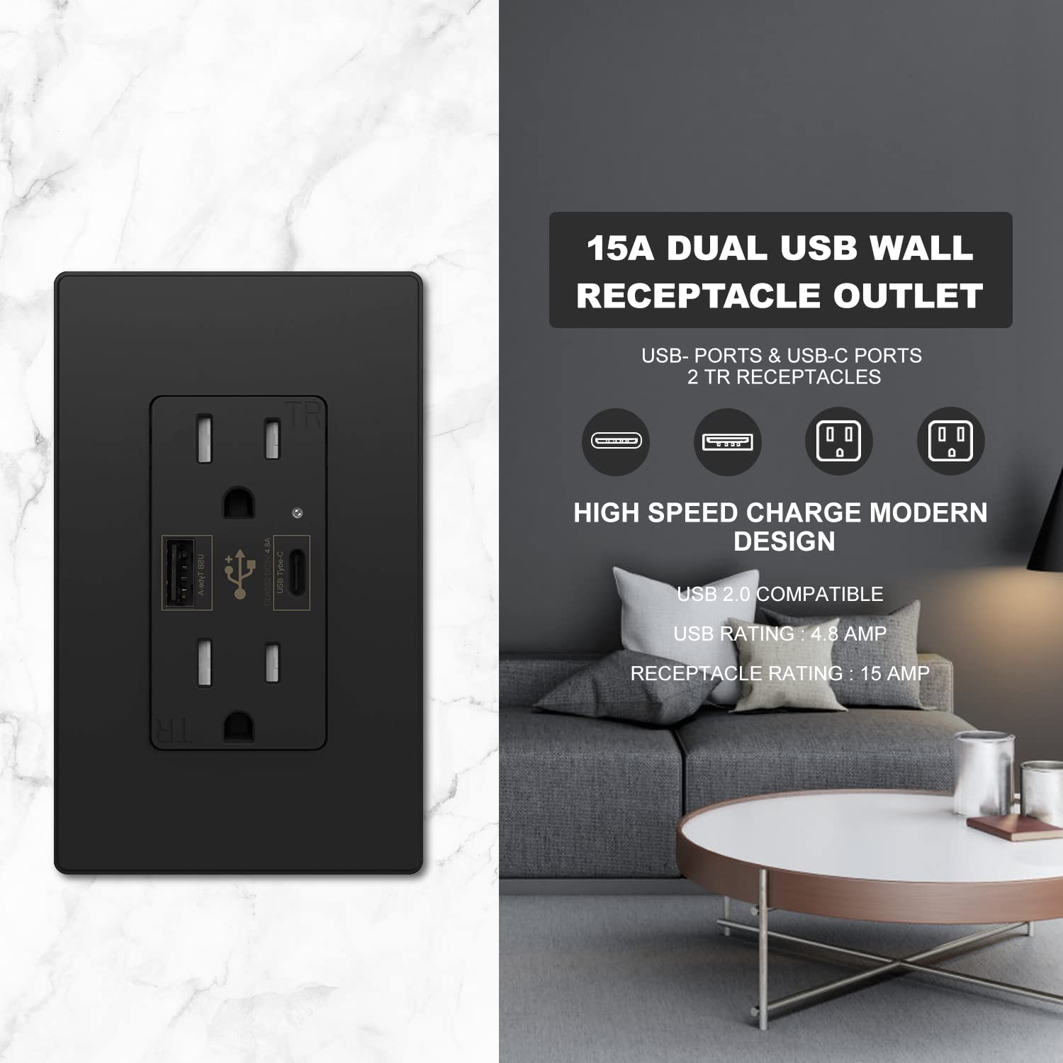 Snapklik.com : Micmi USB C Outlet PD 24W Power Delivery Type C + A ...