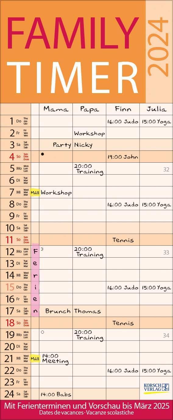 Amazon.com: Family Timer Lifestyle 2024: Familienplaner mit 4 breiten ...