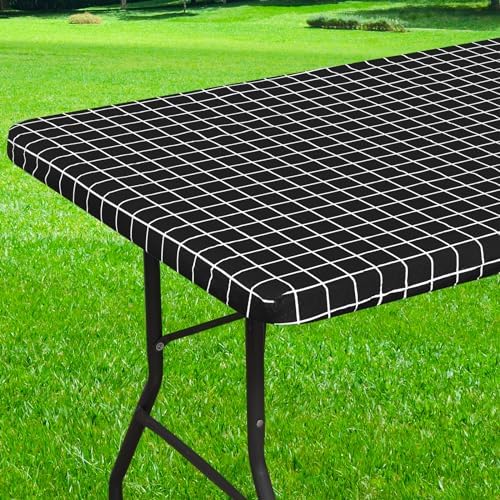 Spotjoy Rectangle Table Cloth, Elastic Fitted Flannel Backed Plastic ...