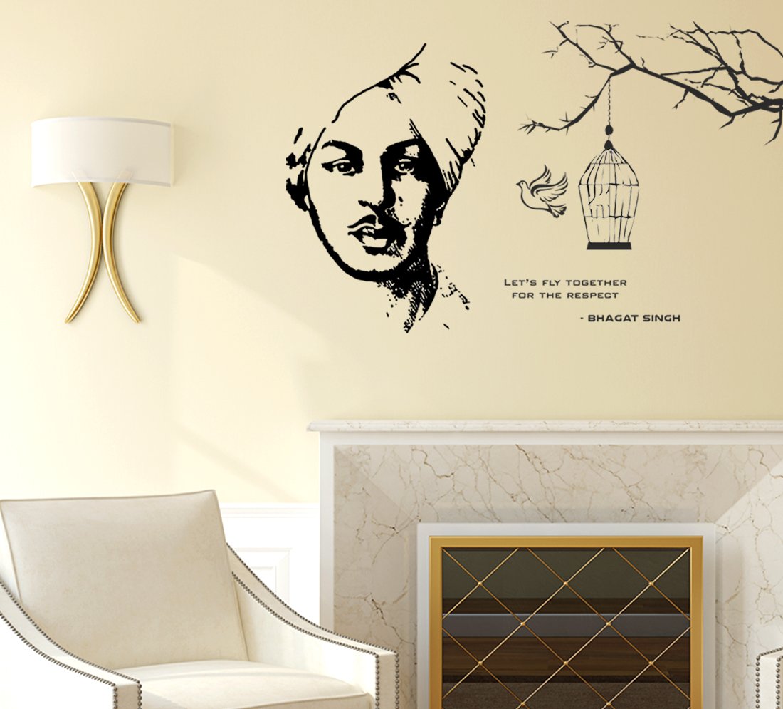 Wallstick ' Bhagat Singh ' Wall Sticker (Vinyl, 90 cm x 65 cm ...