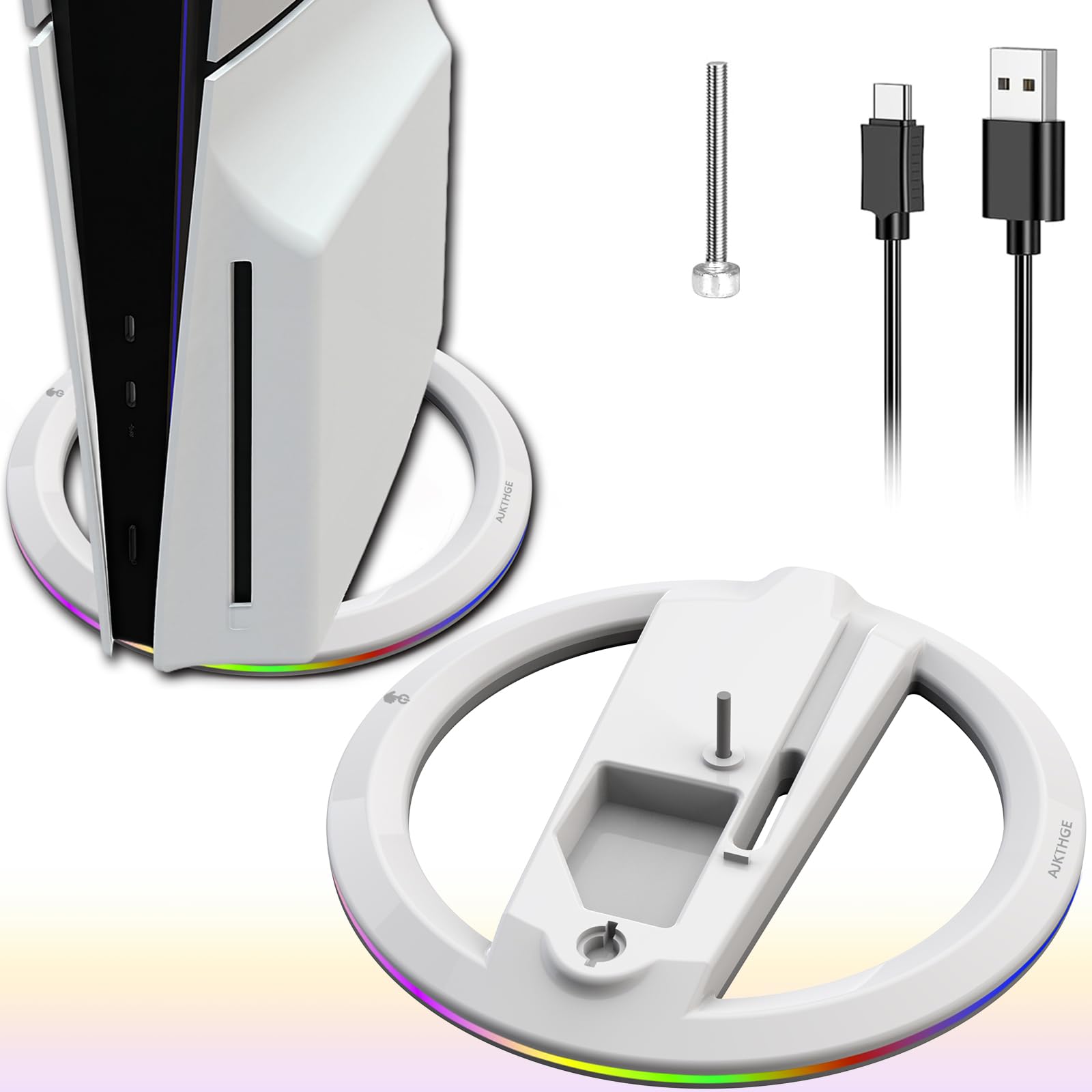 Amazon.com: AJKTHGE RGB Vertical Stand for PS5/PS5 Slim/PS5 Pro Console ...