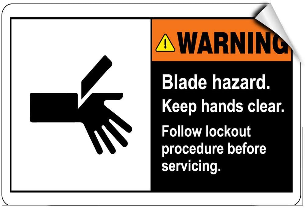 Amazon.com : Blade Hazard Keep Hands Clear Follow Lockout Procedure ...