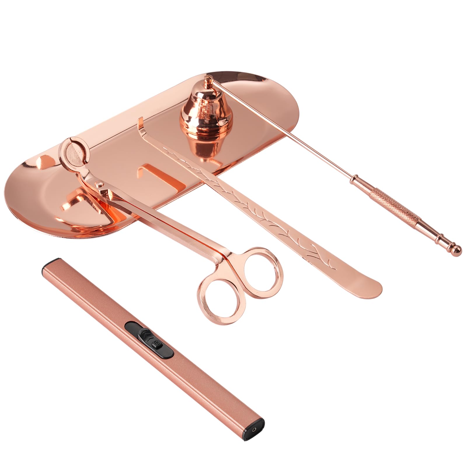 Amazon.com: 5 in 1 Candle Accessory Set, Rose Gold Candle Care Kit with ...