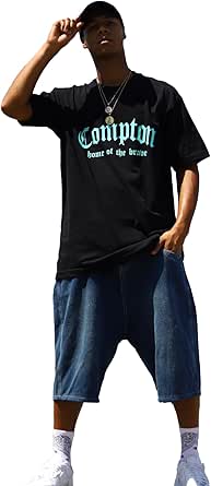 Amazon | [エースフラッグ] セットアップ 半袖 ブランド セットアップ Tシャツ Compton コンプトン デニム ハーフパンツ 上下 メンズ AF-SE-TS-086 XL(2L ...