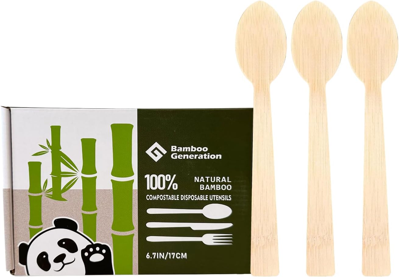 Amazon.com: Bamboo G 100% Bamboo Spoons - Disposable Utensils ...