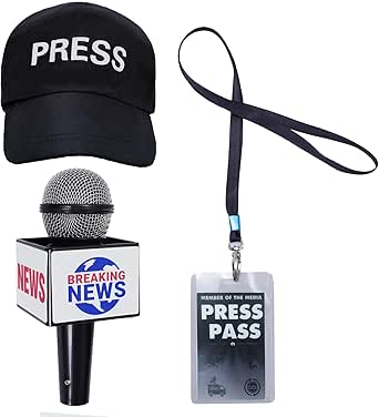 Amazon.com: Heliltd 3Pcs Journalist Costume Accessories News Reporter ...