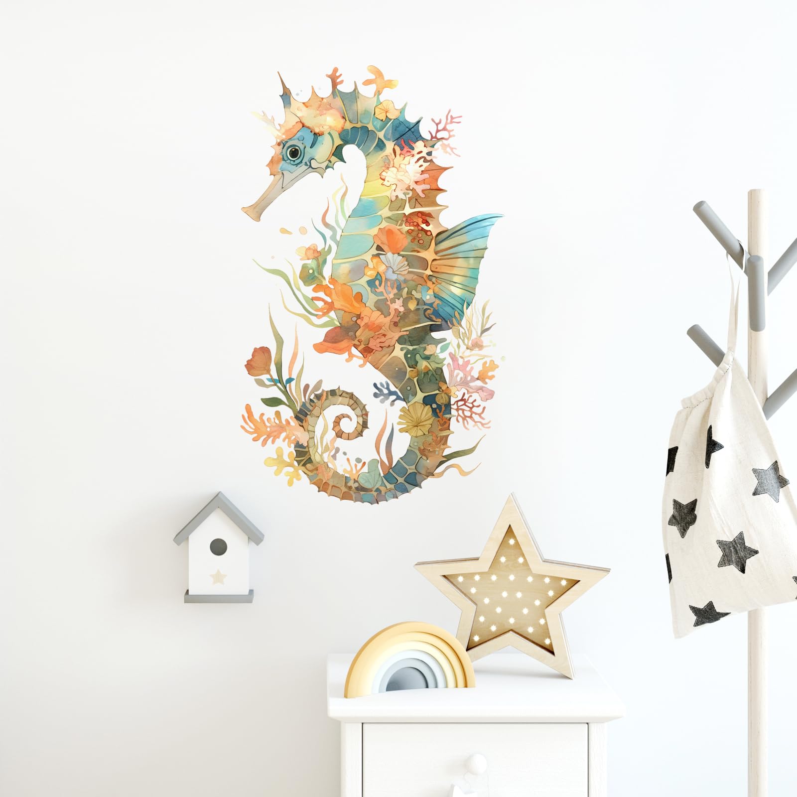 Amazon.com: RoyoLam Watercolor Seahorse Corals Seaweed Wall Decal ...