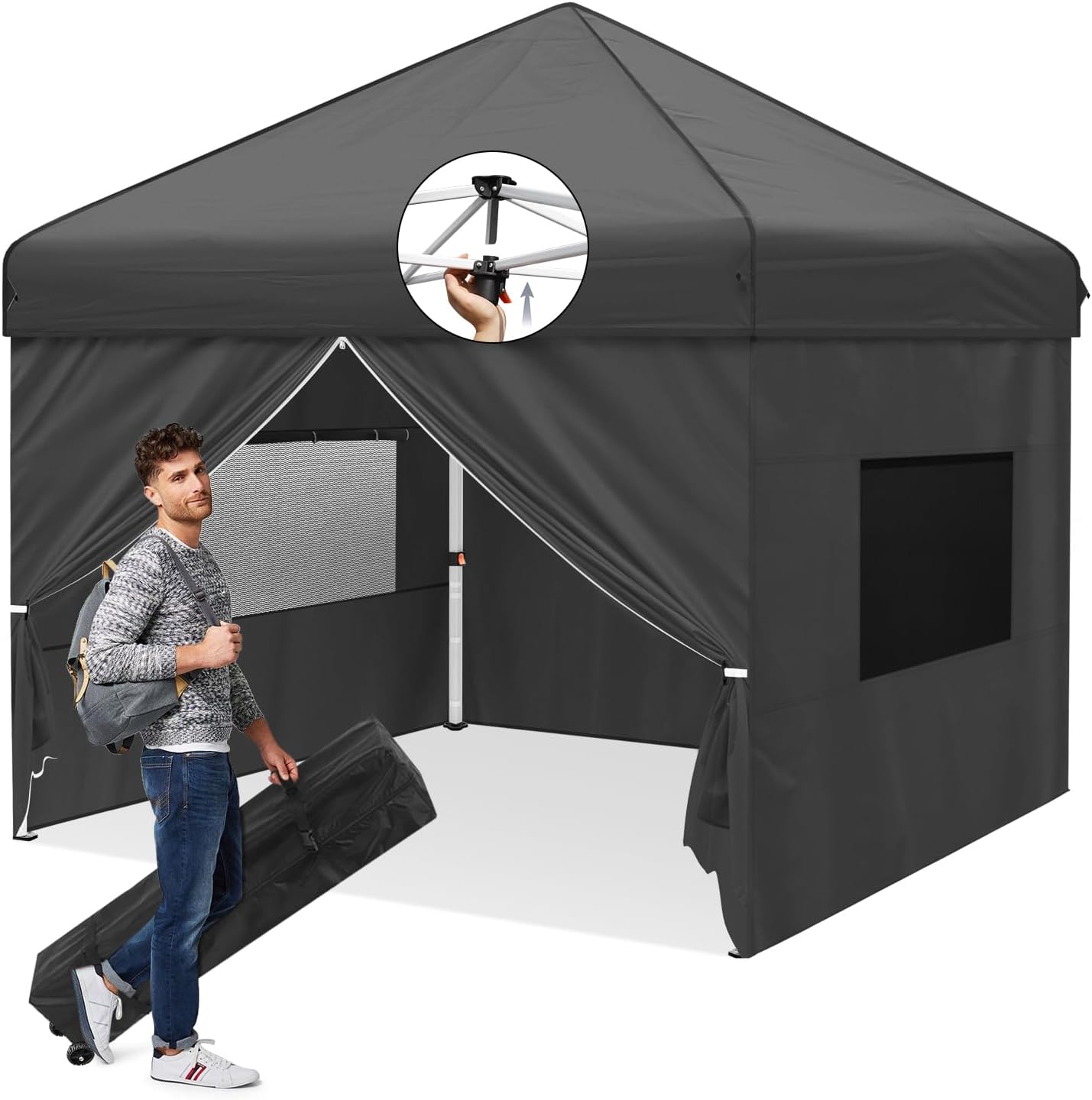 Ej.Victor 2.5x2.5m Pop Up Gazebo with One-Button Setup, Upgraded ...