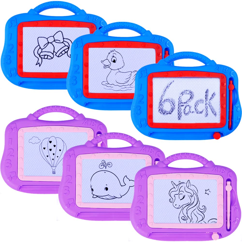 Doodle Boards-6 Pack Magnetic Drawing Pad for Toddler Erasable Doodle ...