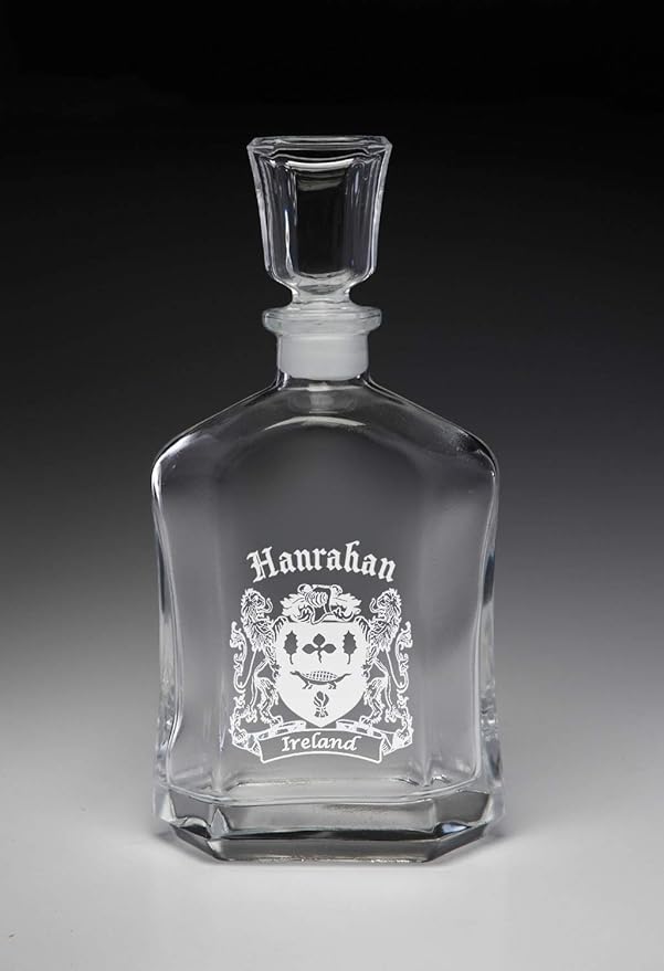 Amazon.com | Hanrahan Irish Coat of Arms Whiskey Decanter (Sand Etched ...