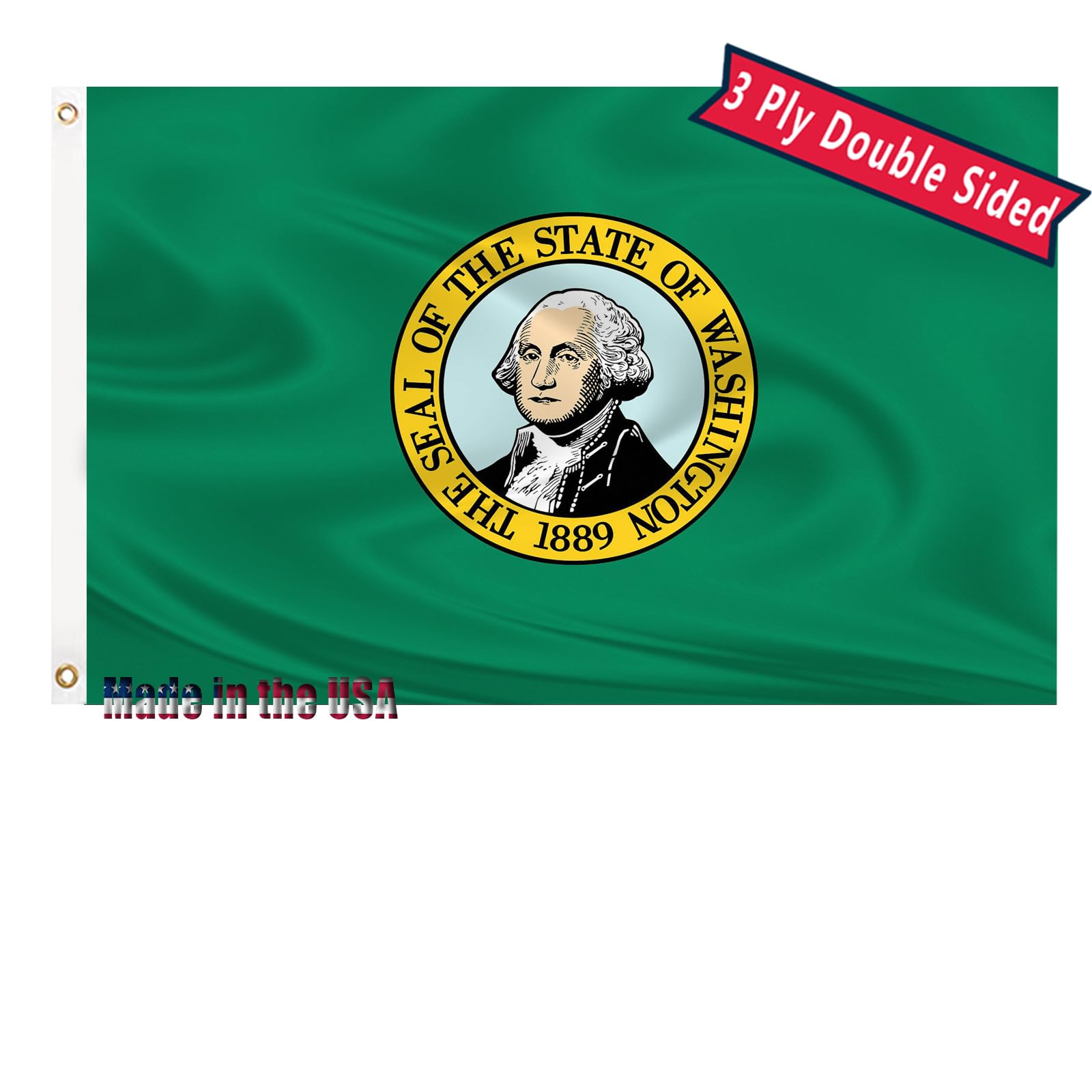 Amazon.com : Washington State Flag 3x5 Outdoor Double Sided 3 Layers ...