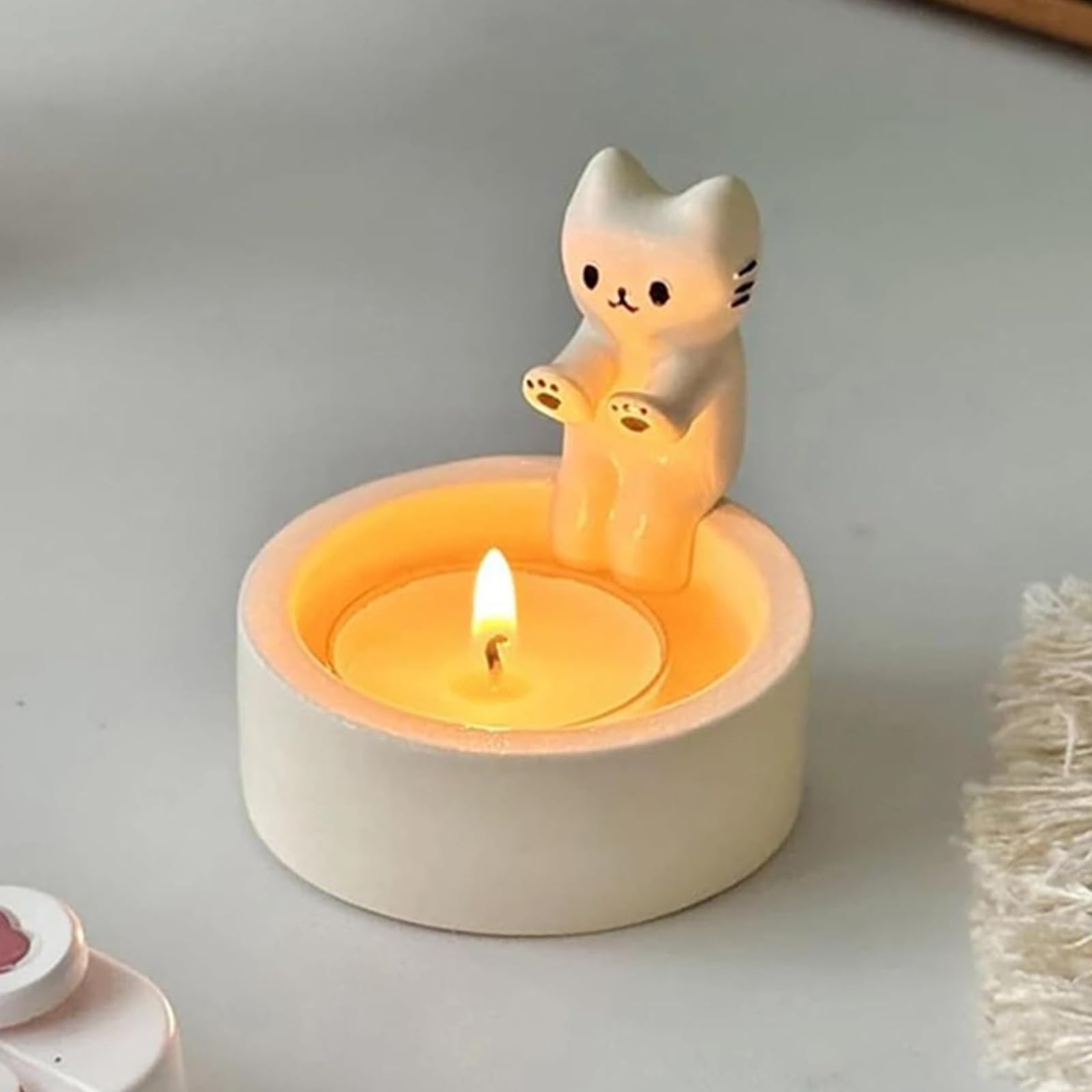 Winnsell Cat Candle Holder, Cat Warming Paws Candle Holder Cartoon ...