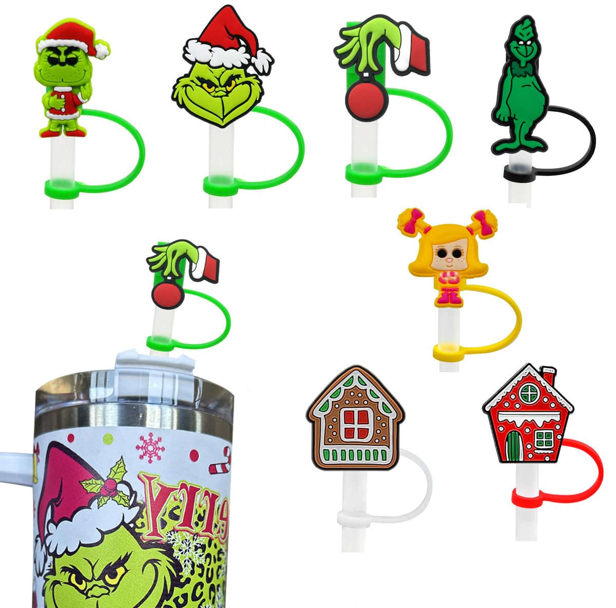Amazon.com: 7PCS Straw Toppers,2024 New Christmas Straw Cover Cap for ...