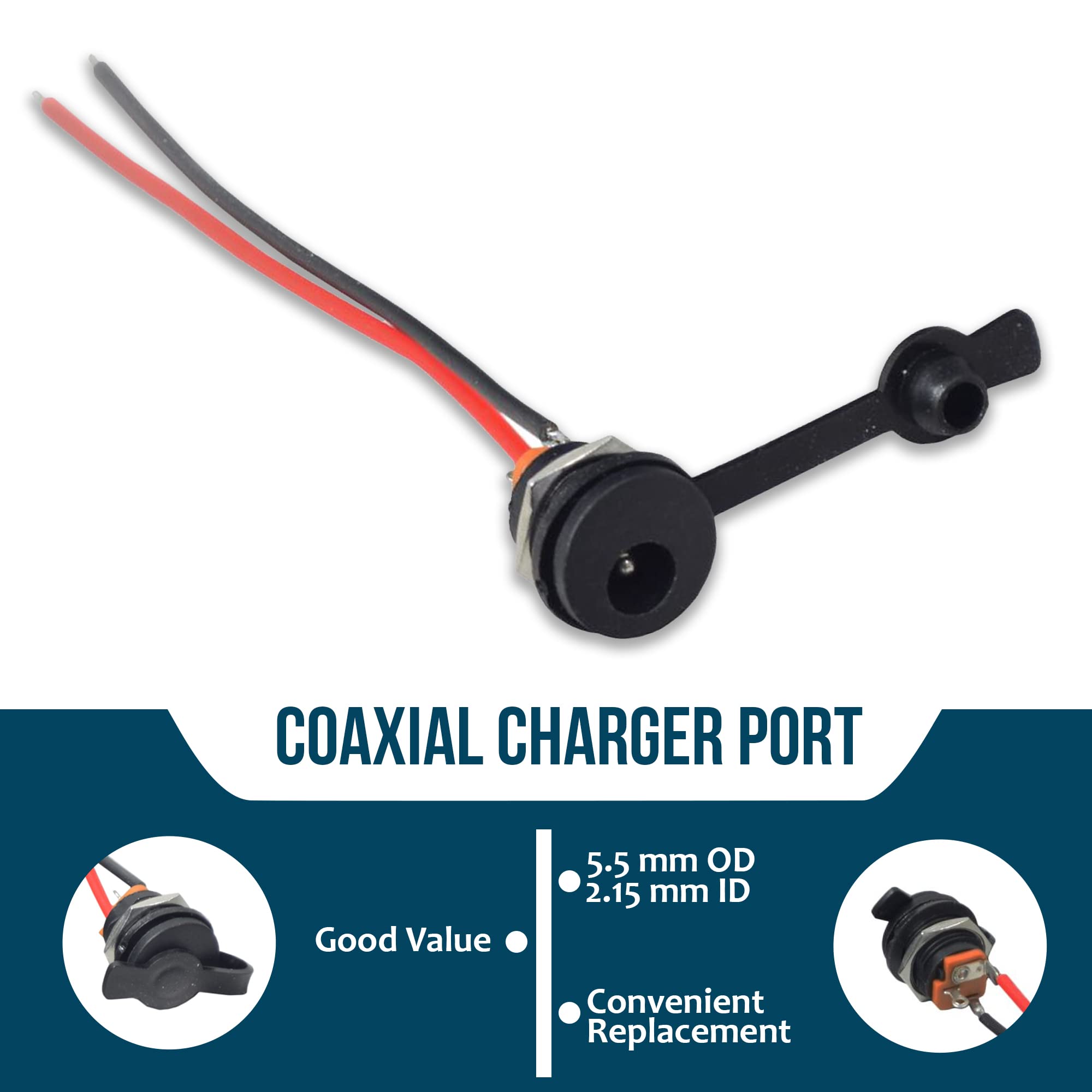 Snapklik.com : AlveyTech 2-Wire Coaxial Charging Port - For Razor MX125 ...