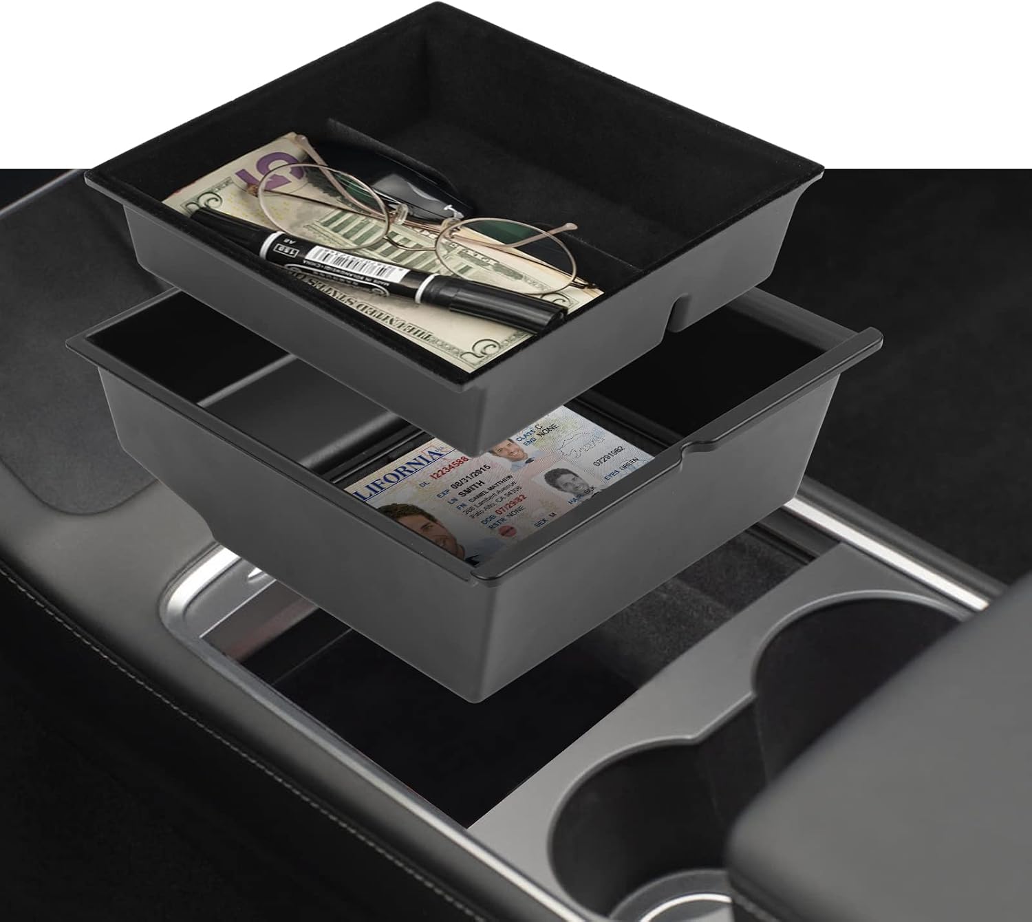 Amazon.com: Double Layer Center Console Organizer Tray Interior ...