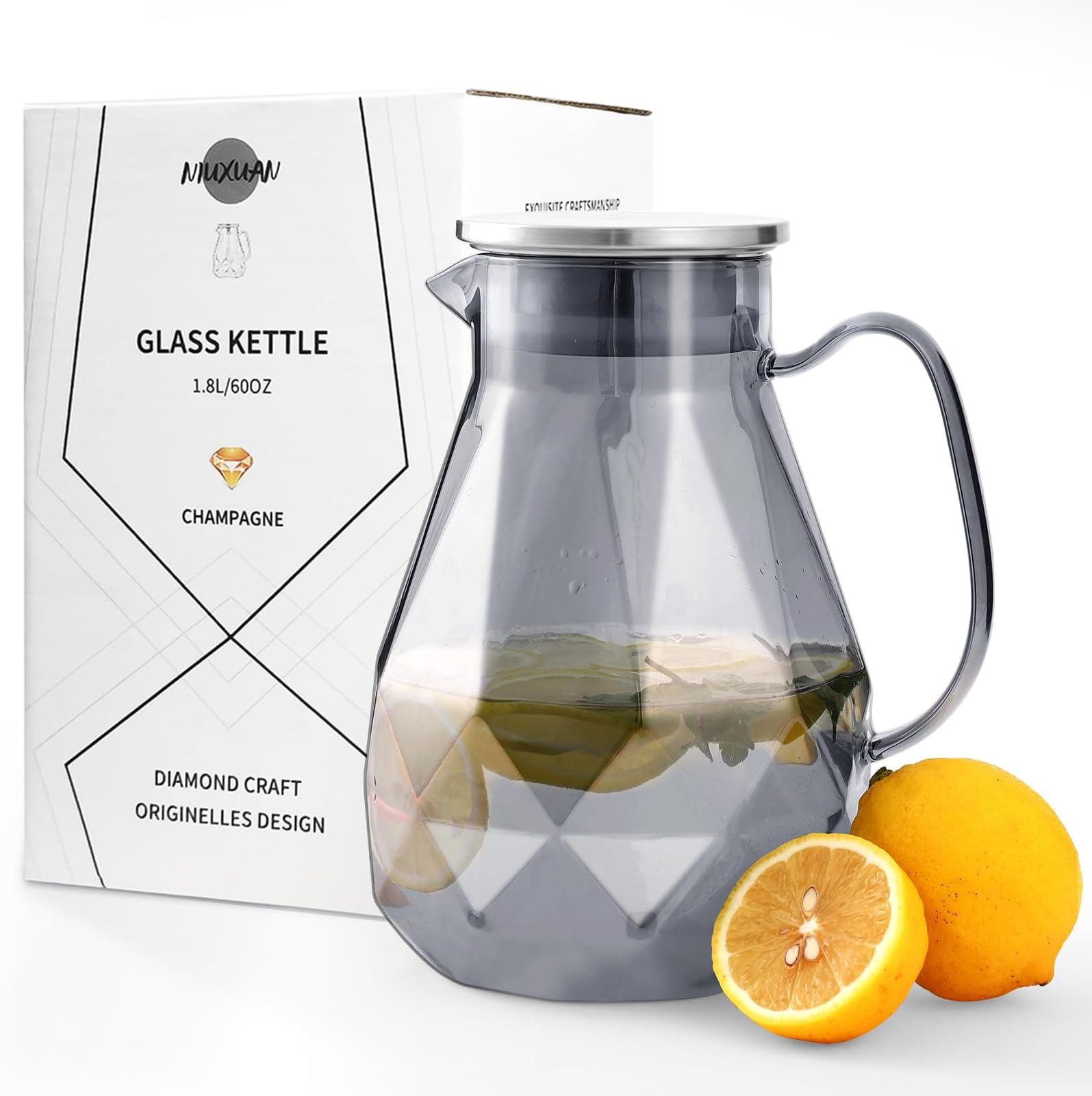KAKMWAII Carafe en Verre de 1,2 Litre Pichet en Verre, Carafe Eau pour ...