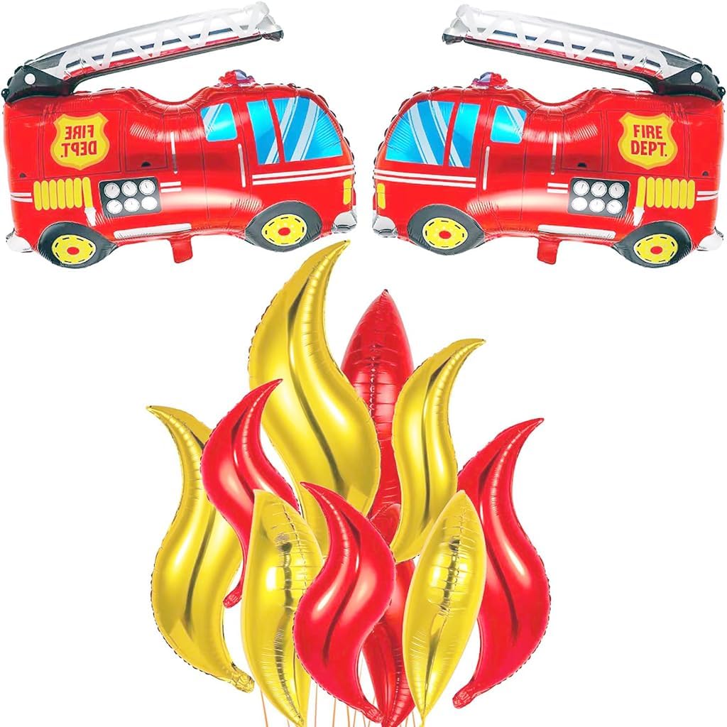 Amazon.com: BoningNEW 12PCS Fire Balloon FireEngine Flame Mylar Foil ...