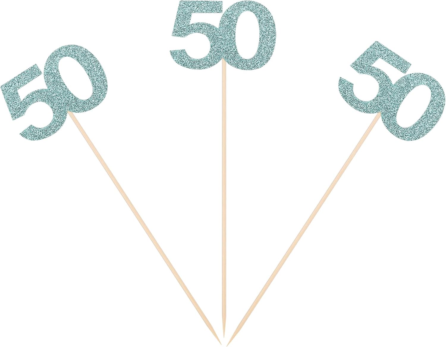 Amazon.com: Light Blue 50th Birthday Centerpiece Sticks Glitter Number ...