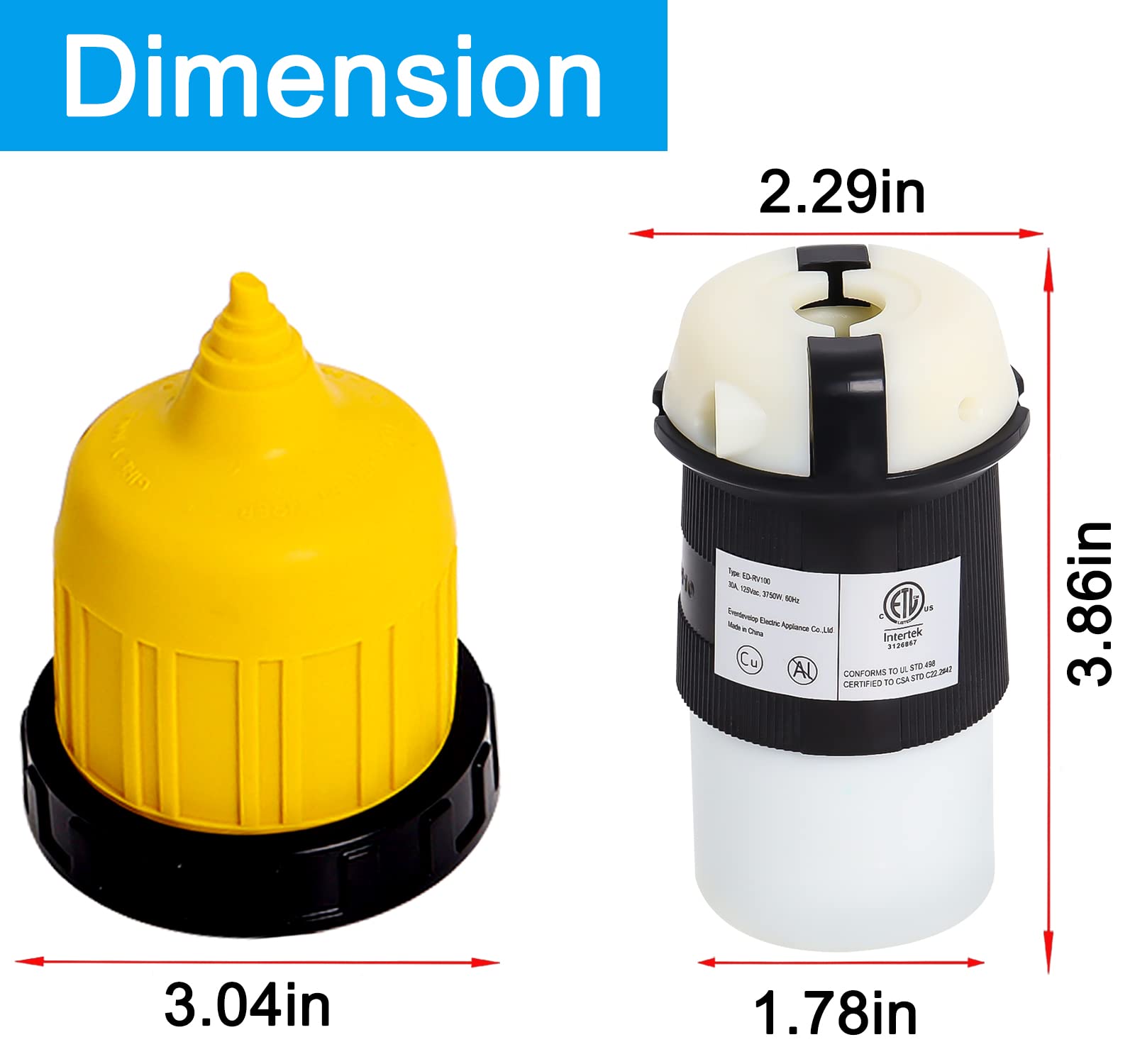 Snapklik.com : Podoy 30 AMP RV Shore Power Inlet Plug Kit, Female Twist ...