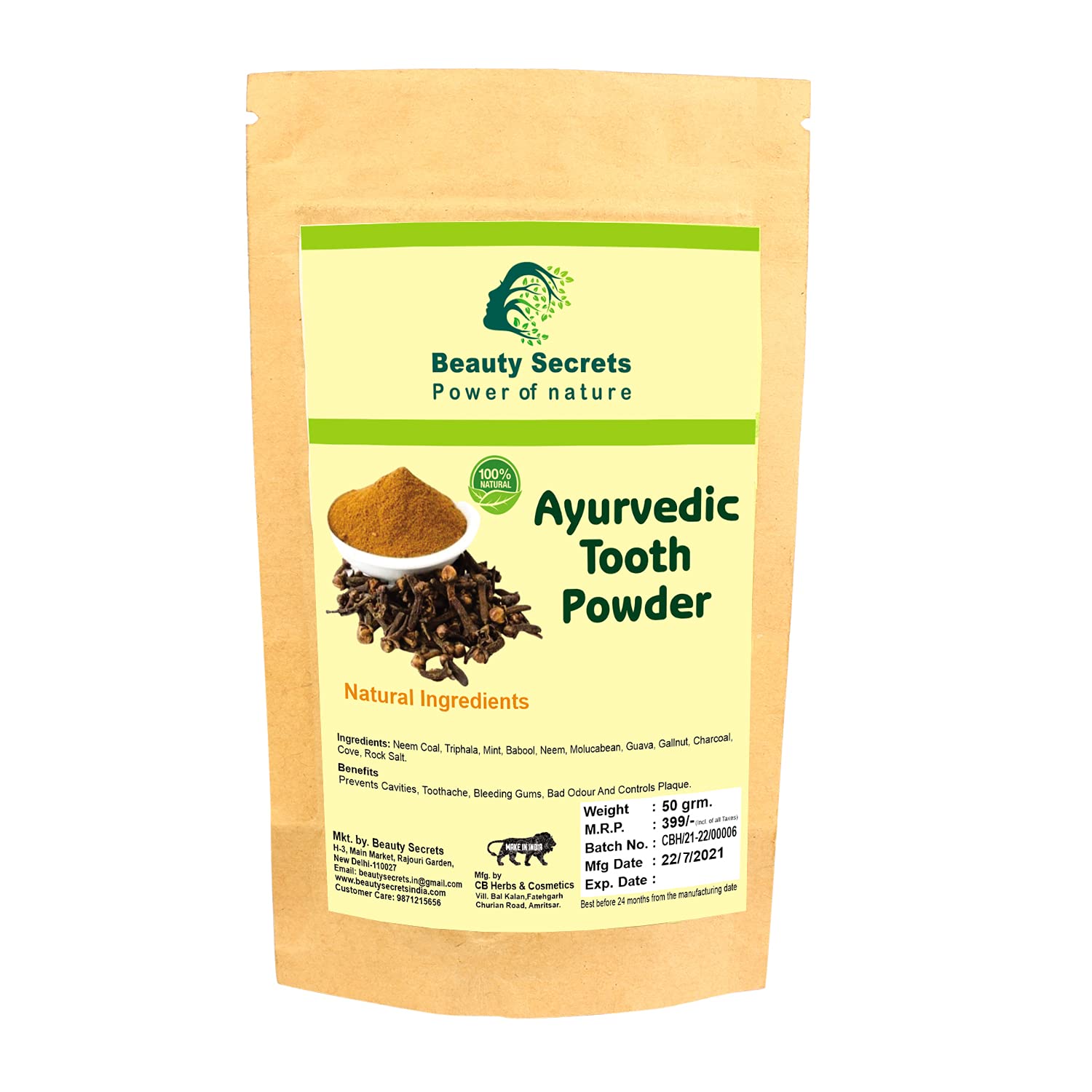 Buy Beauty Secrets Ayurvedic Tooth Powder For Complete Oral Care ...