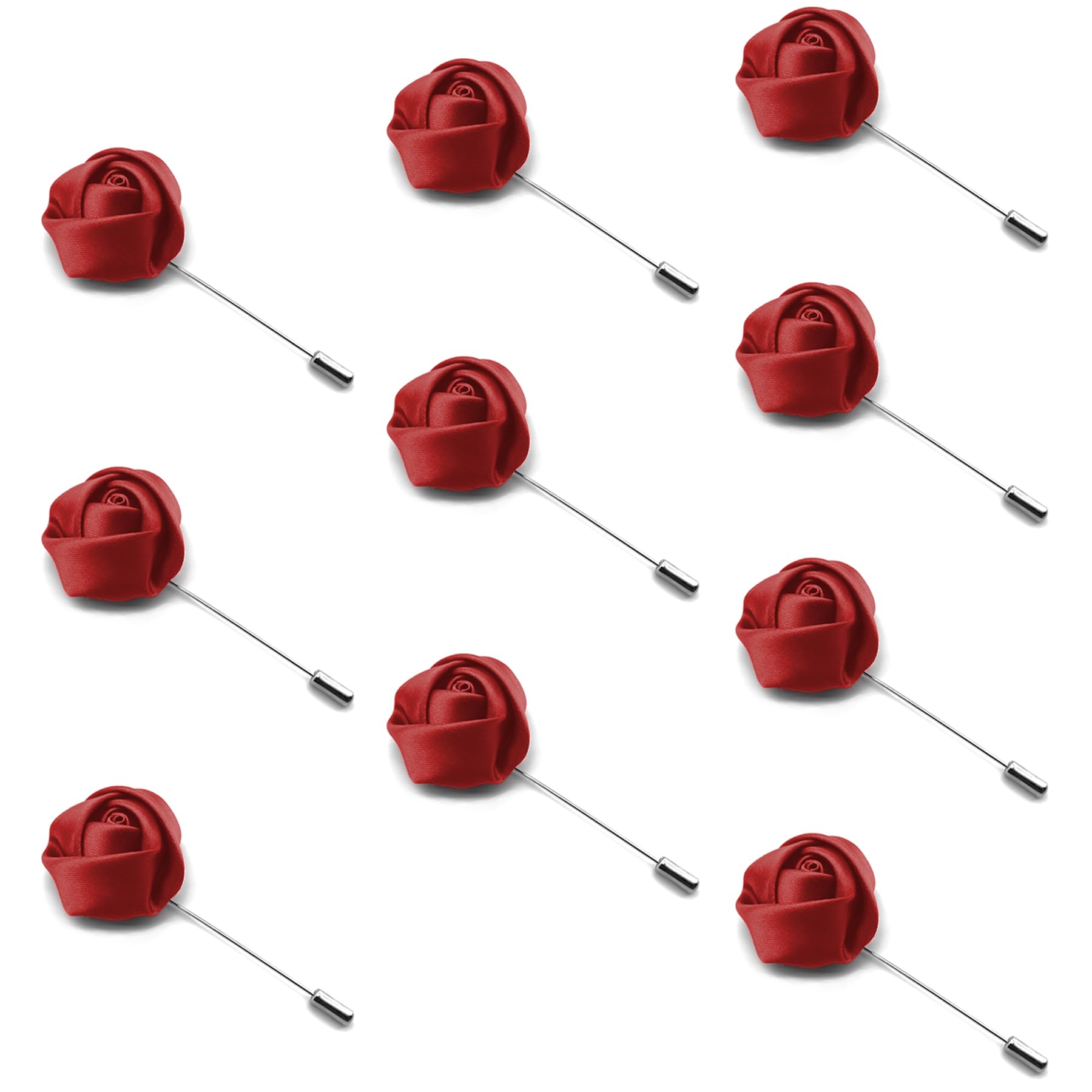 Amazon.com: 10Pcs Rose Boutonniere Lapel Pin for Men Red Flower Lapel ...