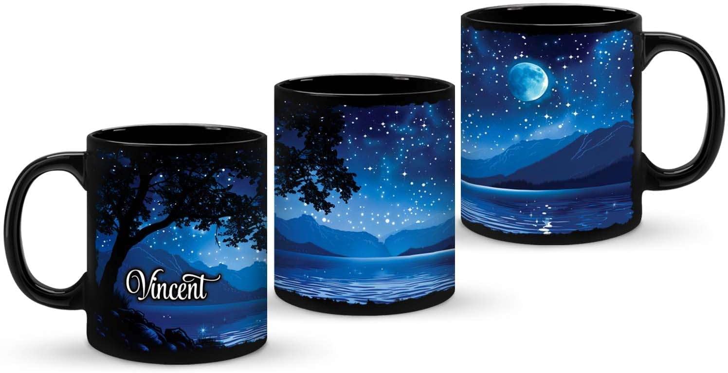 Amazon.com: Night Sky Landscape Ceramic Mug, Personalized Moon And ...