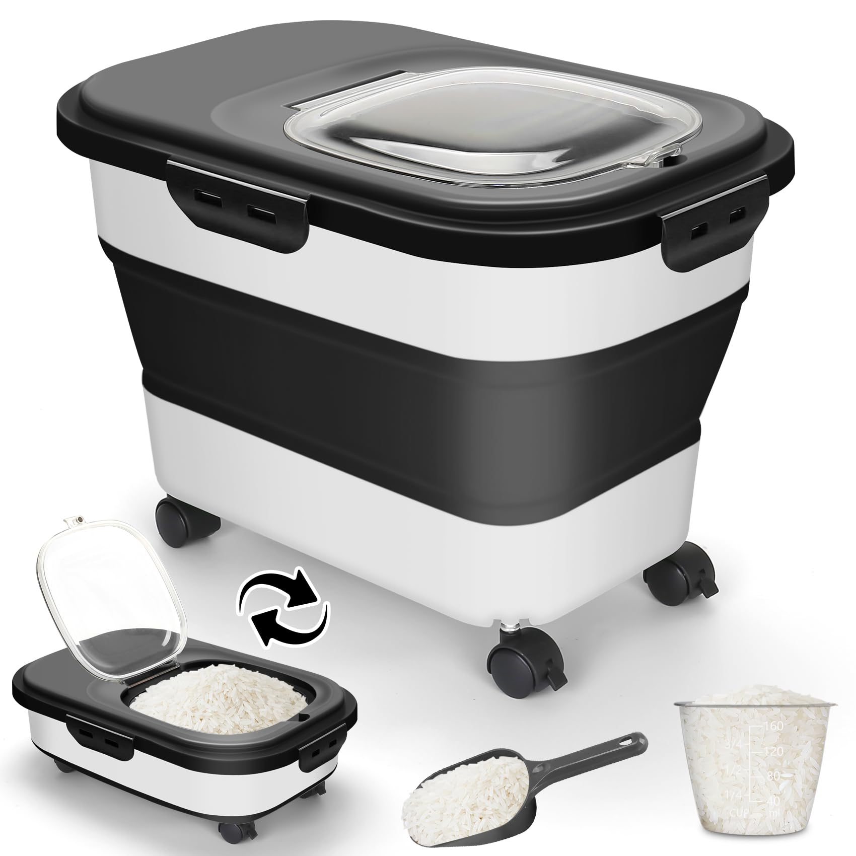 Amazon.com: Rice Storage Container, 20-30Lbs Airtight Large Dog Cat ...