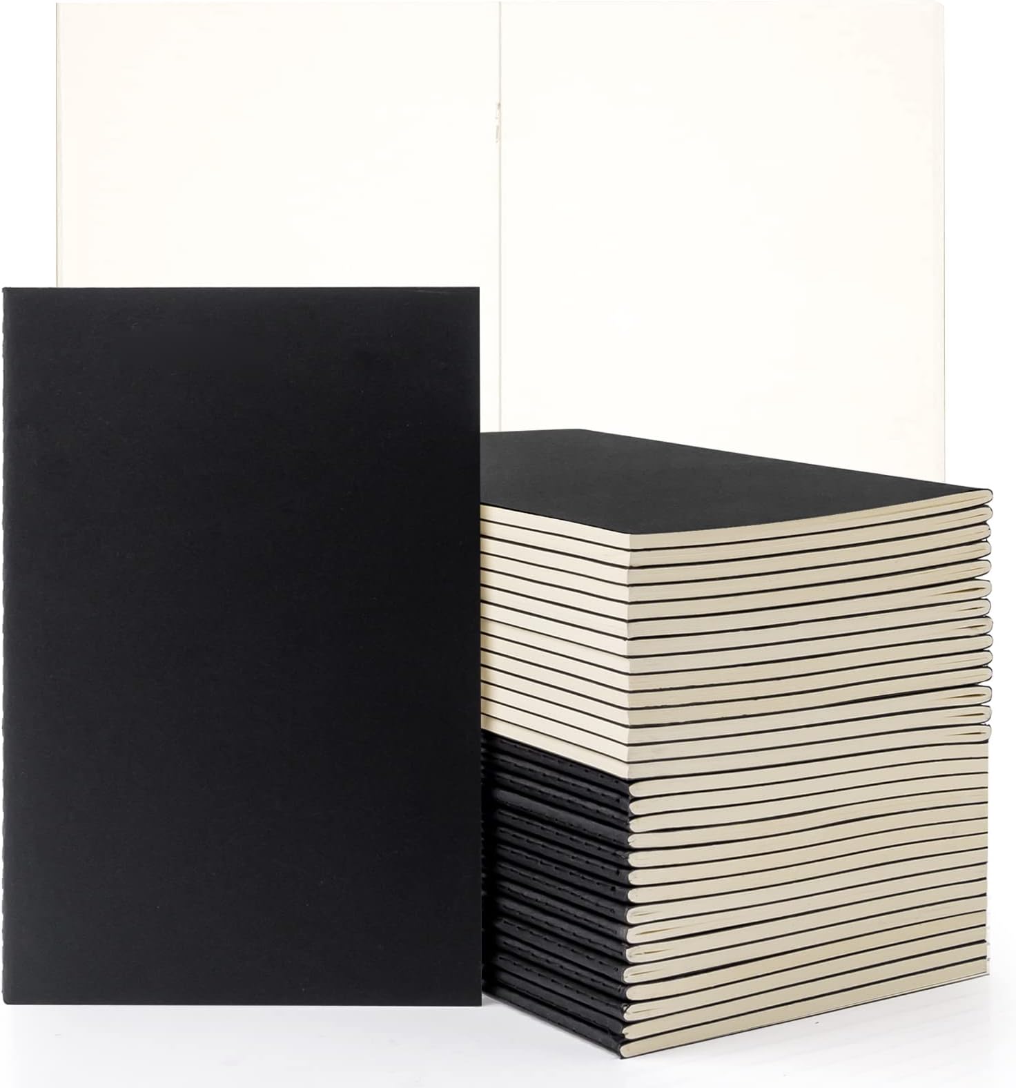 30Pack A5 Blank Notebooks - 5.5” x 8.3” Black Kraft Notebook Subject ...