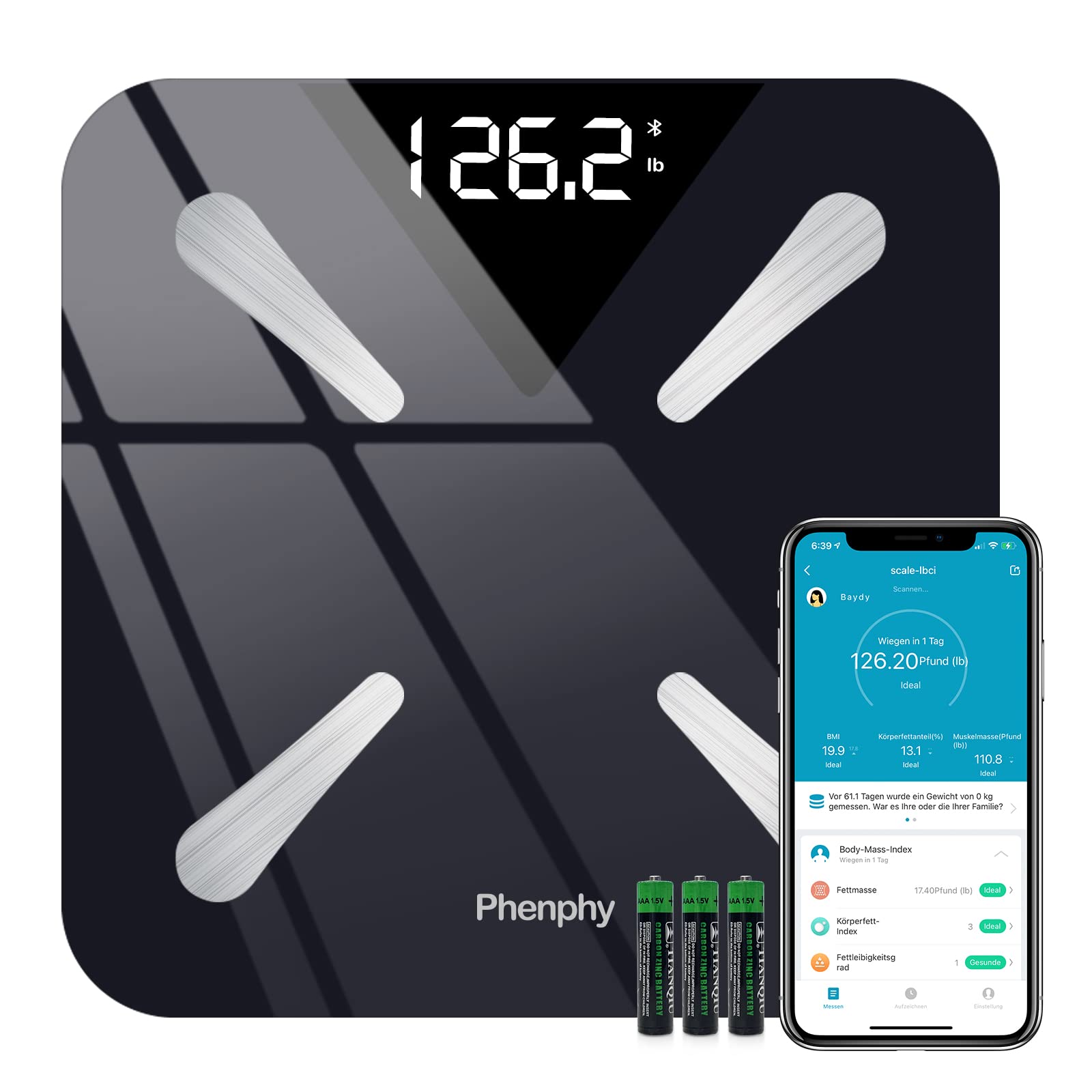 Buy Bluetooth Body Scales, Phenphy Weighing Digital Bathroom Scale ...