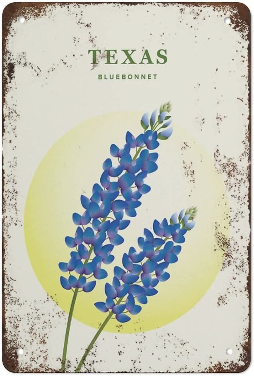 Amazon.com: Texas Metal Tin Sign Texas State Flower Tin Sign Bluebonnet ...