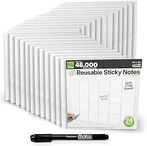 M.C. Squares Stickies 4x4 Reusable Sticky Notes | 24-Pack 2-Year Re ...