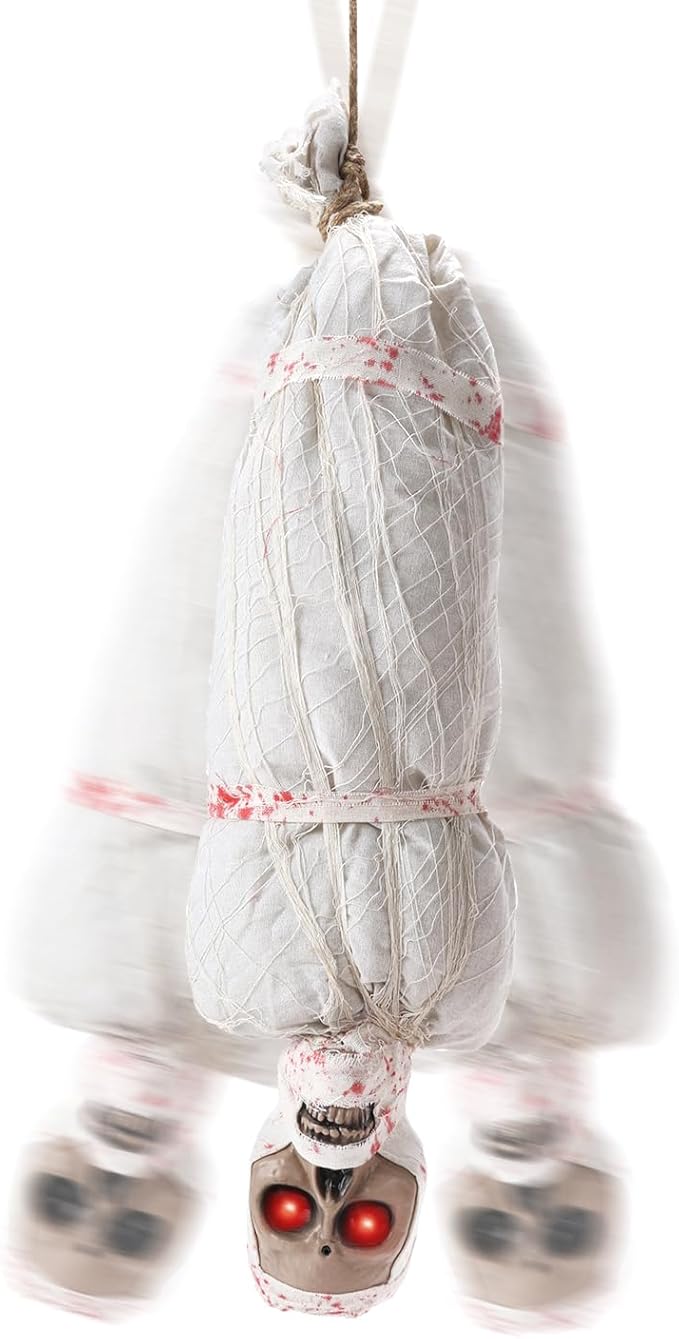 Amazon.com: 30" Halloween Animated Hanging Cocoon Corpse Decorations ...