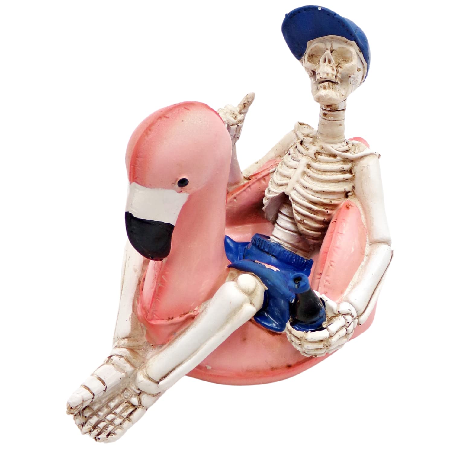 Amazon.com: Needzo Skeleton in Flamingo Pool Float Shelf Sitting ...