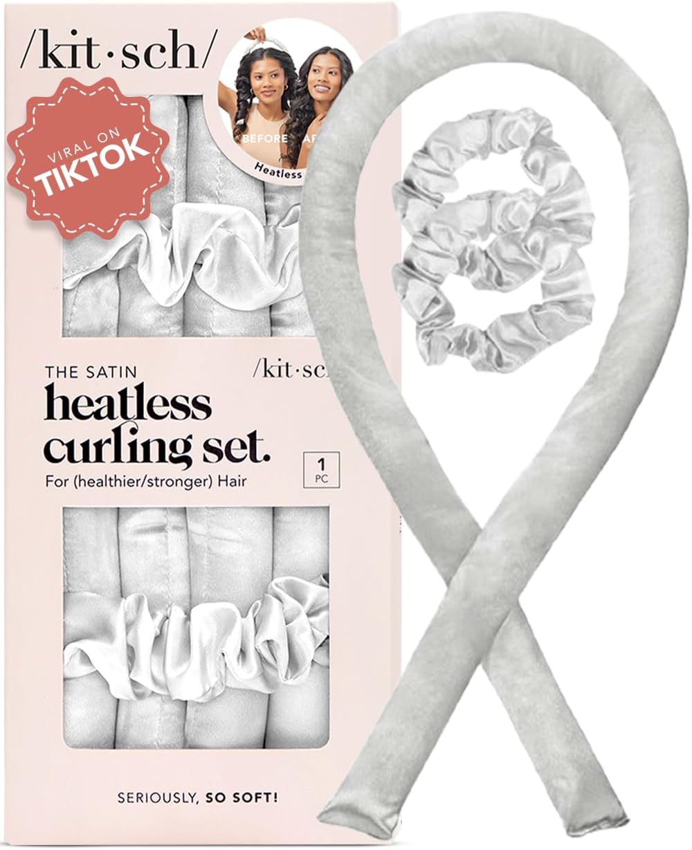 Amazon.com : Kitsch Satin Heatless Curling Set - Overnight Hair Curlers ...
