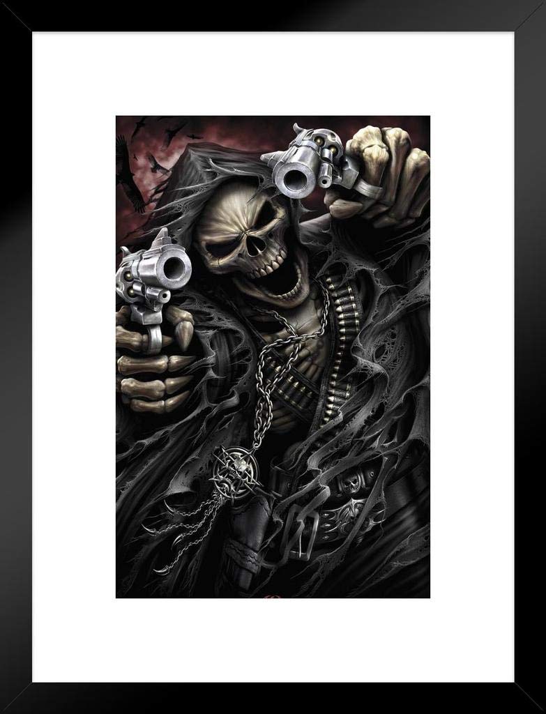 Skull Reaper With Guns Tattoo