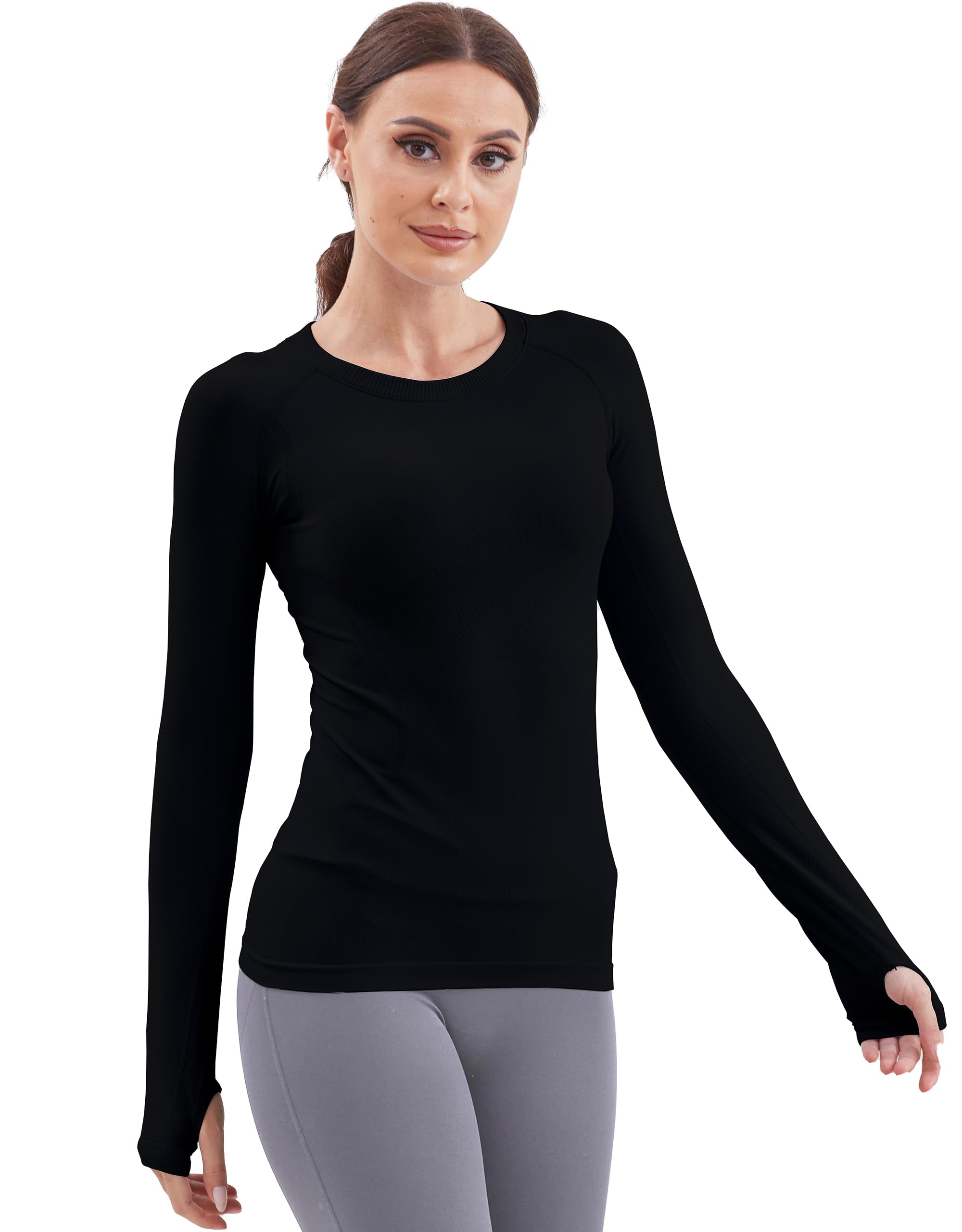 Snapklik.com : Gxpok Long Sleeve Workout Tops For Women Slim Fit,High ...