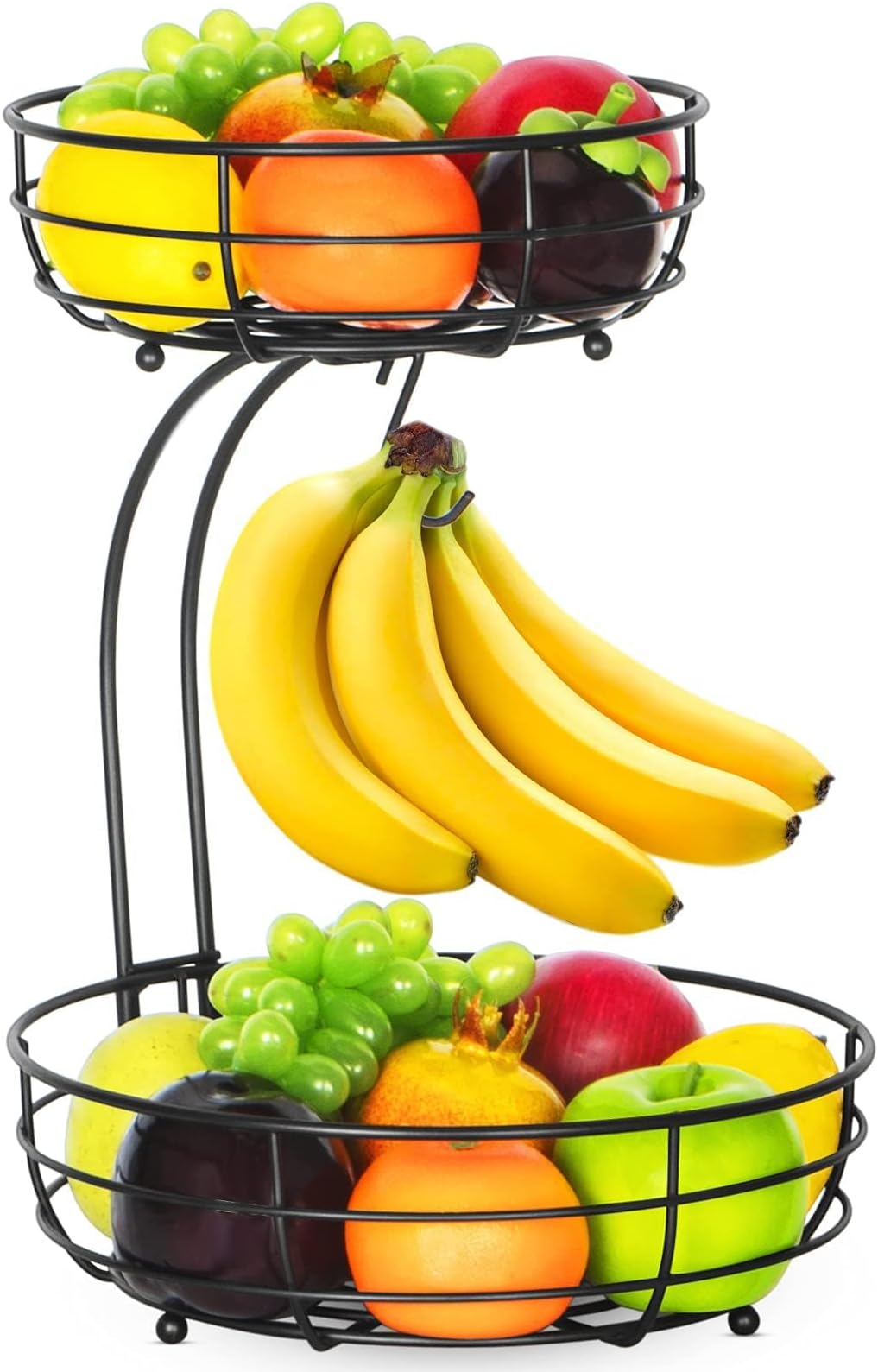 Amazon.com: Fruit Basket with 2 Tier Design, 12 x 12 x 18 in Black ...