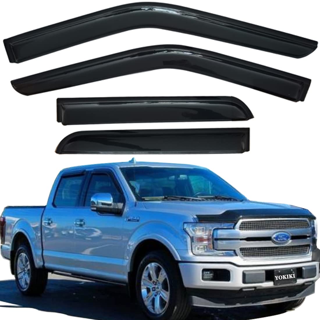 Side Window Deflectors Vent Visors for 2015-2022 Ford F150 Crew ...