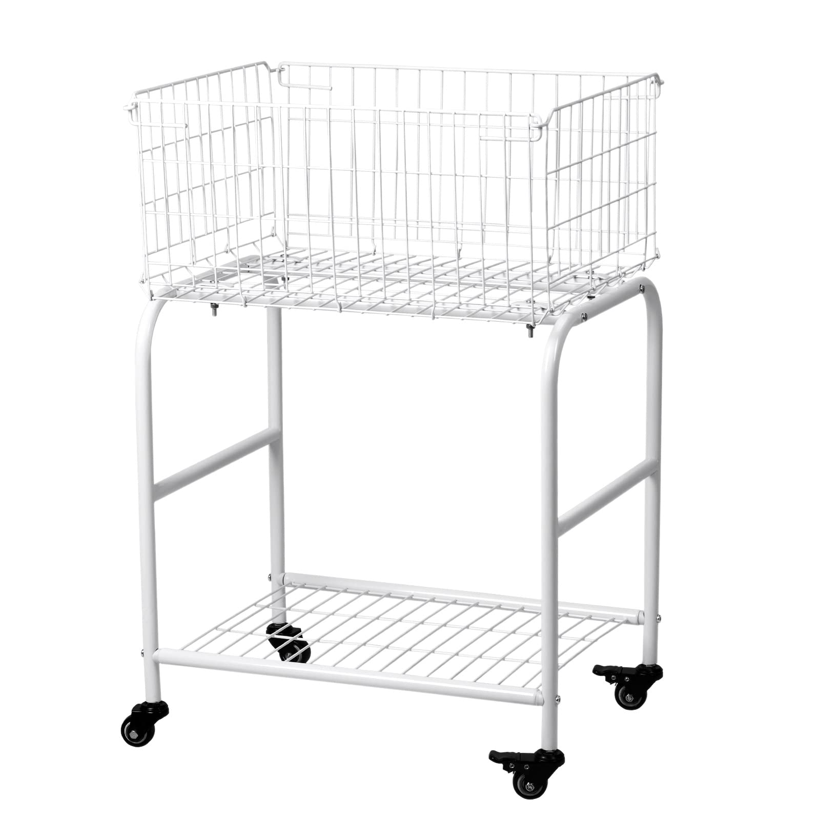 Amazon.com: Collapsible Rolling Laundry cart with Wheels,Metal Basket ...