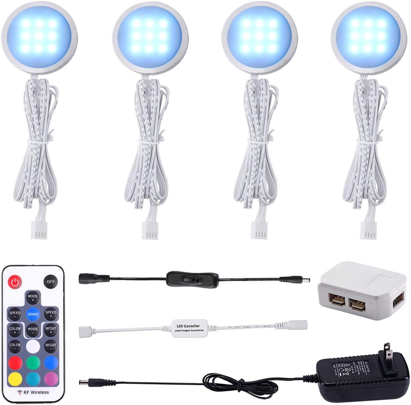 AIBOO RGB Color Changing LED Under Cabinet Lights Kit, Aluminum Slim ...