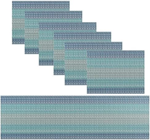 CHAOCHI Blue Table Mats Placemats Set of 6 Washable Dinner Mats Stain ...