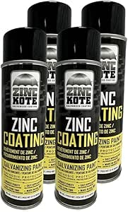 4 Pack - ZincKote Zinc Cold Galv Aerosol Spray - 22oz Tall Can - Paint/Coating - 96% Zinc DFT ...